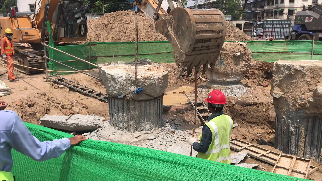 Bored pile hacking - YouTube