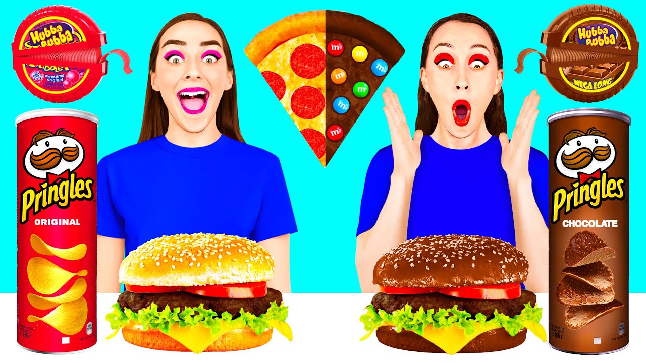 Челлендж Шоколадная еда vs. Настоящая еда #5 от DaRaDa Challenge - YouTube