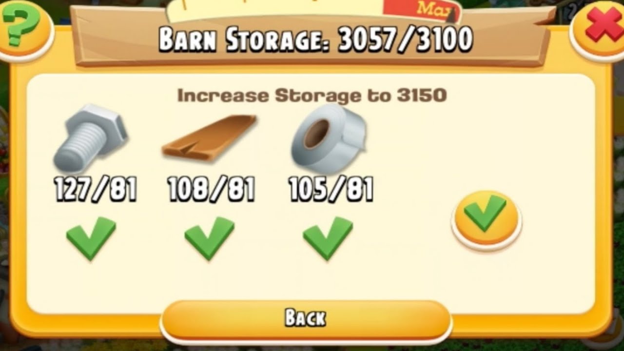 hay day barn storage 3150 - YouTube