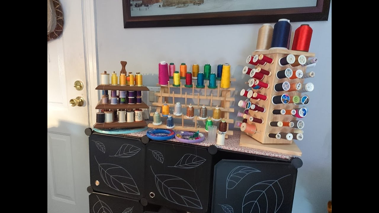 New brothread 84 Spools (DIY to be 93 Spools) 360 Fully Rotating Wooden ...