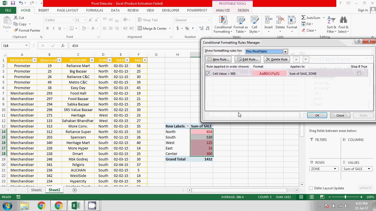 Pivot Conditional Formatting Less Than YouTube Pivot Conditional Formatting Less Than YouTube