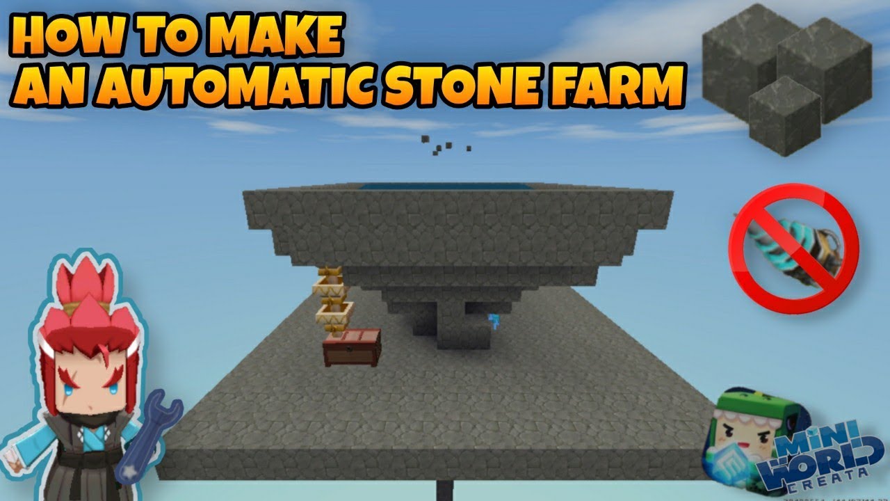 How to Make an Automatic Stone Farm | Mini World Creata | Tutorial ...