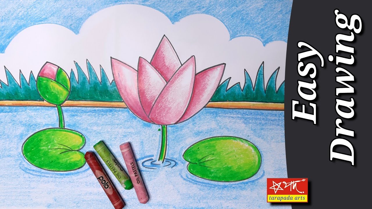How to draw water lily step by step ( very easy) / Drawing for ...