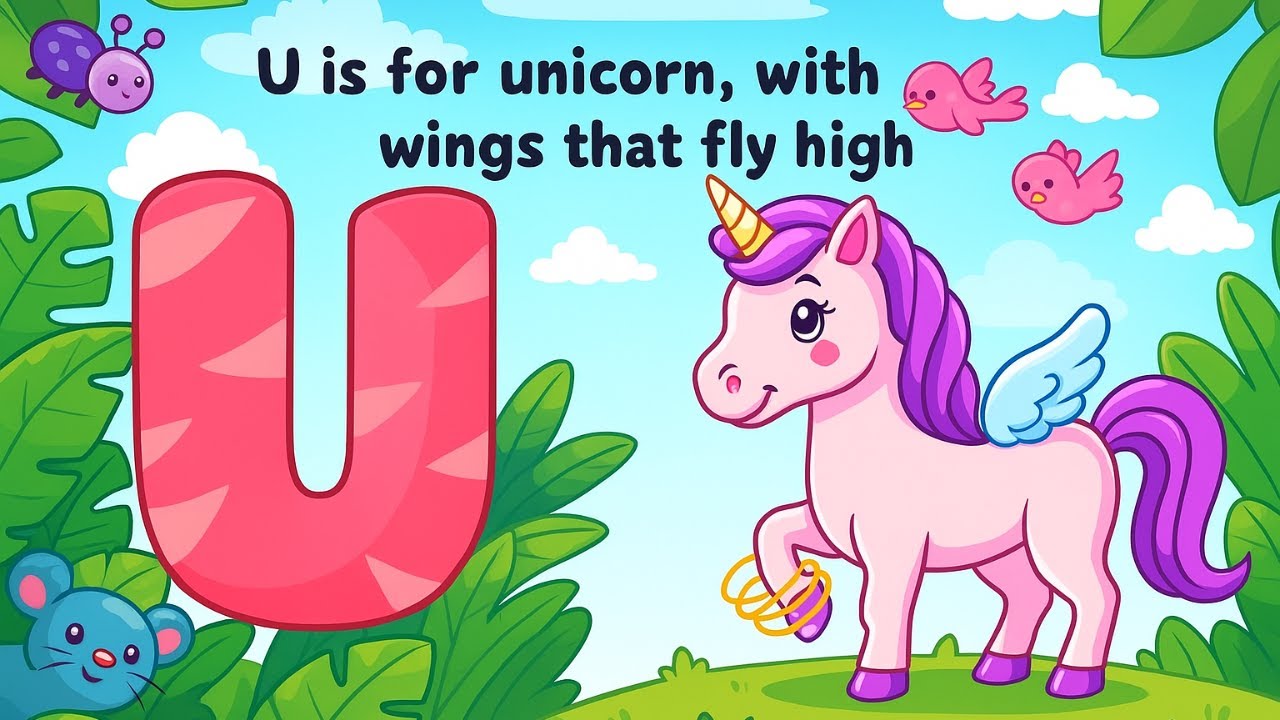 🎵 Alphabet U Song for Kids | Learn Letter U with Unicorn, Umbrella ...