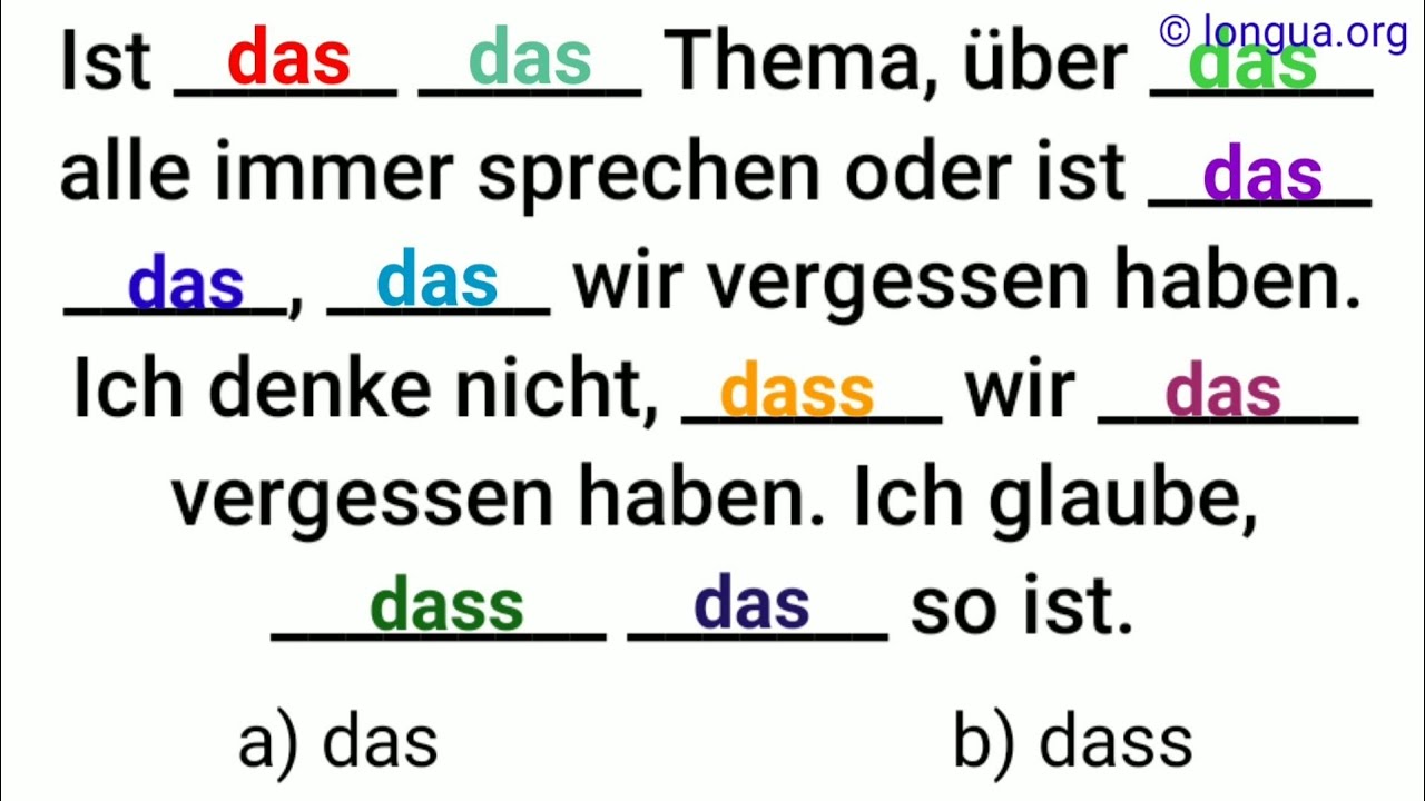 Konjunktion, Präposition, Pronomen und Artikel, das oder dass, mich ...
