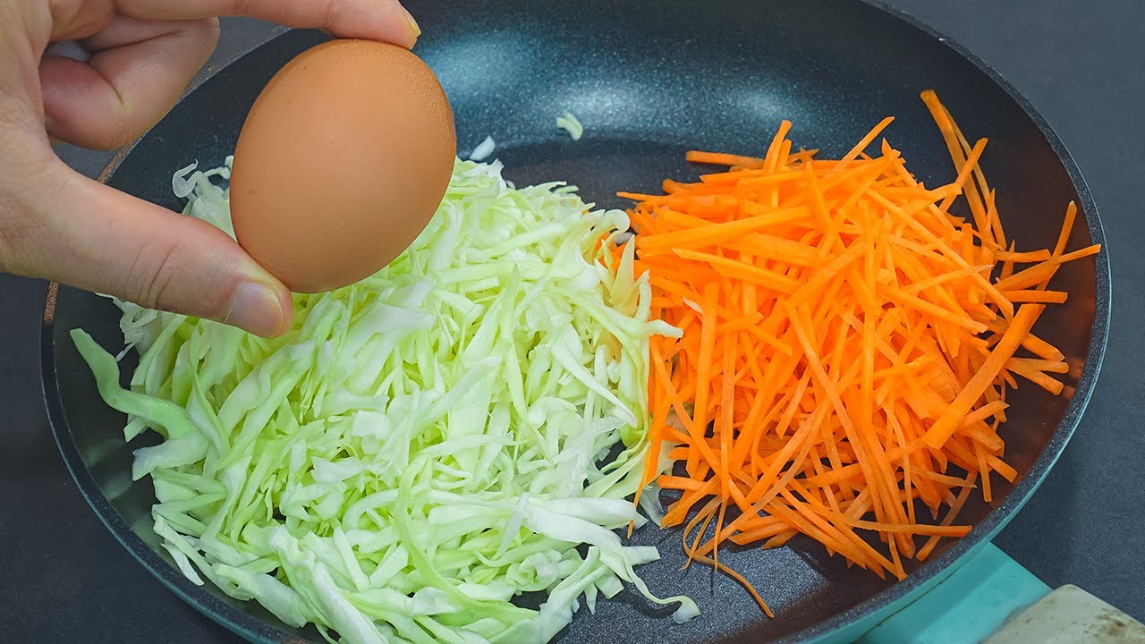 Cabbage, Carrot with eggs! Just a few ingredients! Simple, Easy and so ...