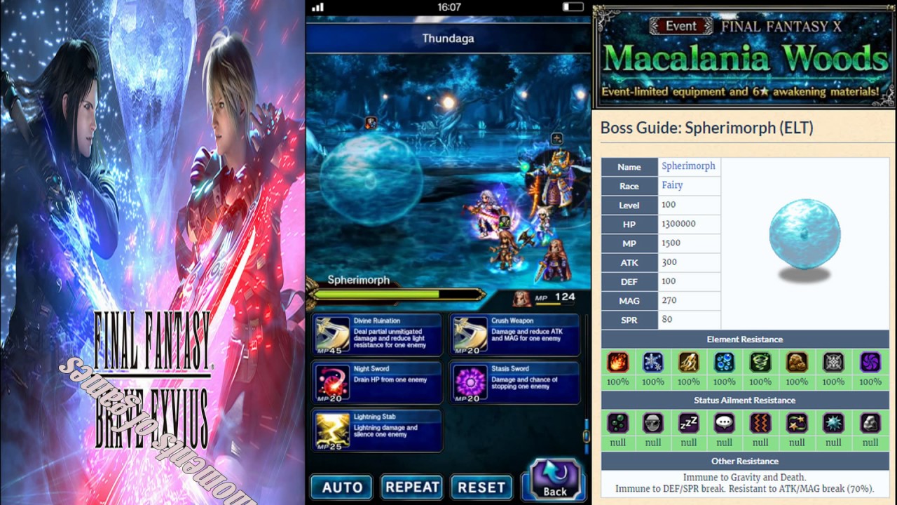 FF X - Macalania Woods (ELITE) - Boss Guide: Spherimorph | FF Brave ...