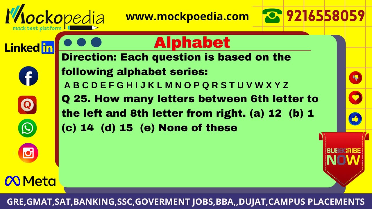 Q25- How many letters between 6th letter to the left and 8th letter ...