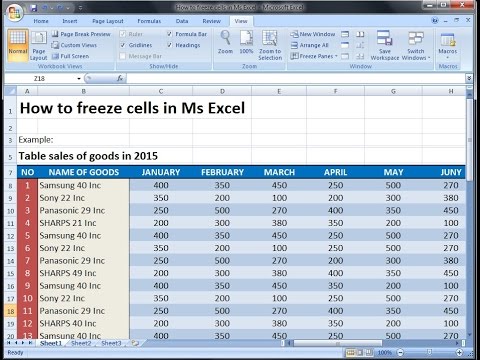 Microsoft excel training |How to Freeze Cells/Freeze Panes in Ms Excel - YouTube