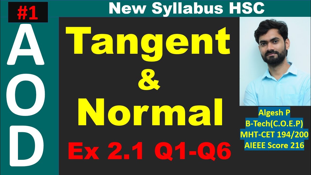 Application of Derivatives#AOD#Tangent and Normal equations#Exercise2.1 ...
