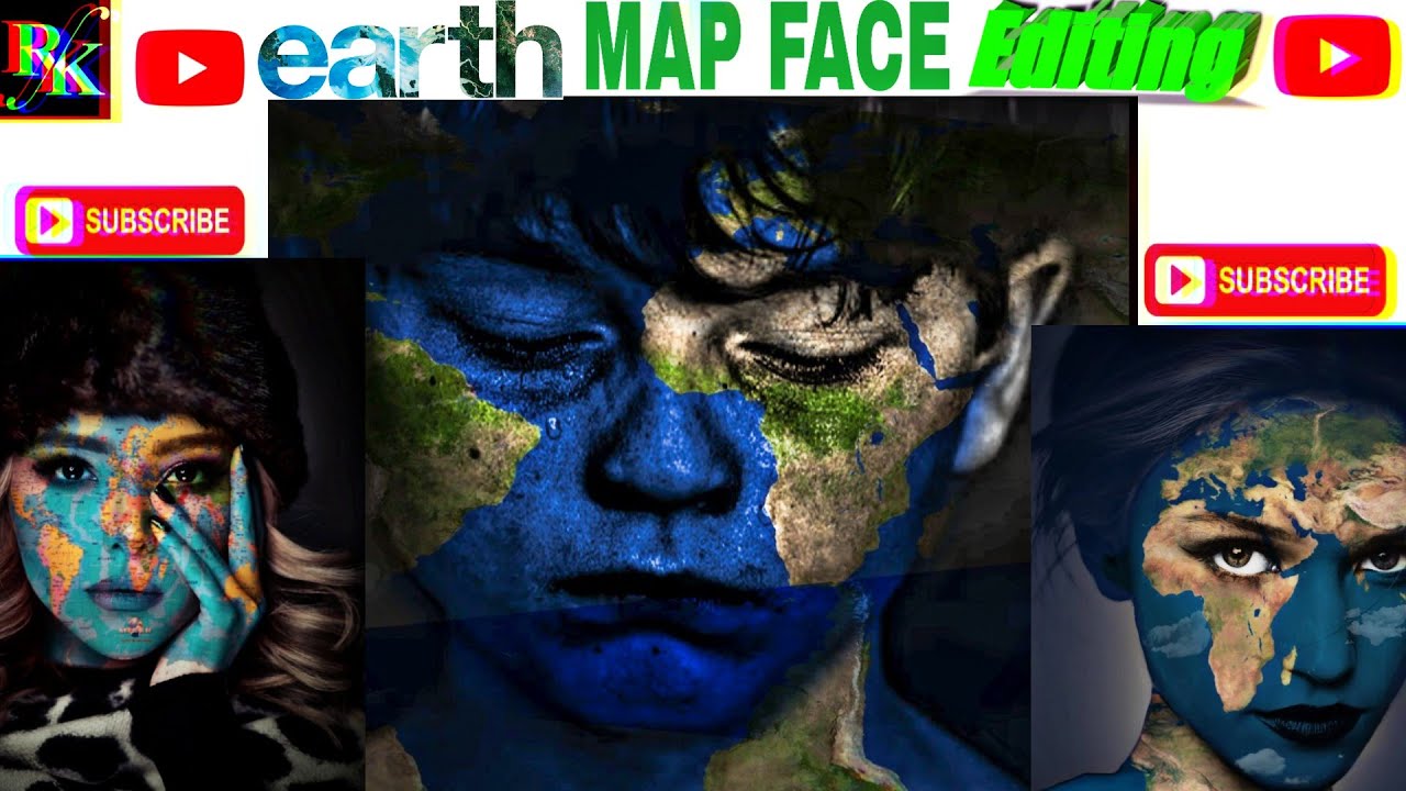 🌍Earth Map🗺️ Face 🗺️editing Easy Tutorial In Picart🎨 App with 🟥•|The RK ...