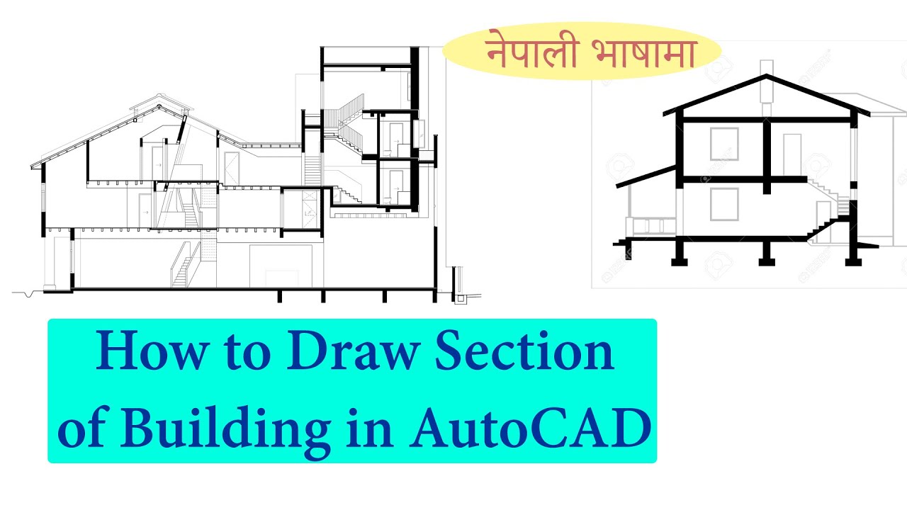 Section of Building in AutoCAD. Section through Staircase. Complete ...