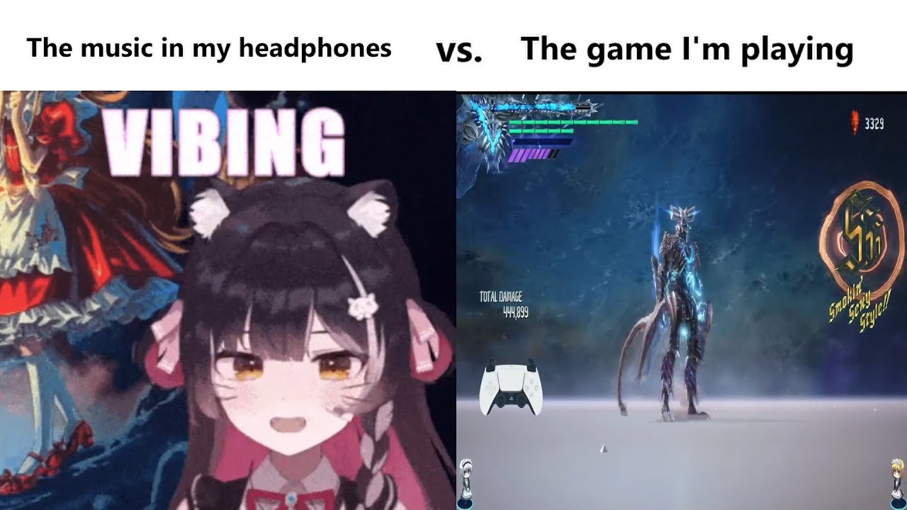 The music in my headphones vs the game I'm playing (Devil May Cry 5 ...