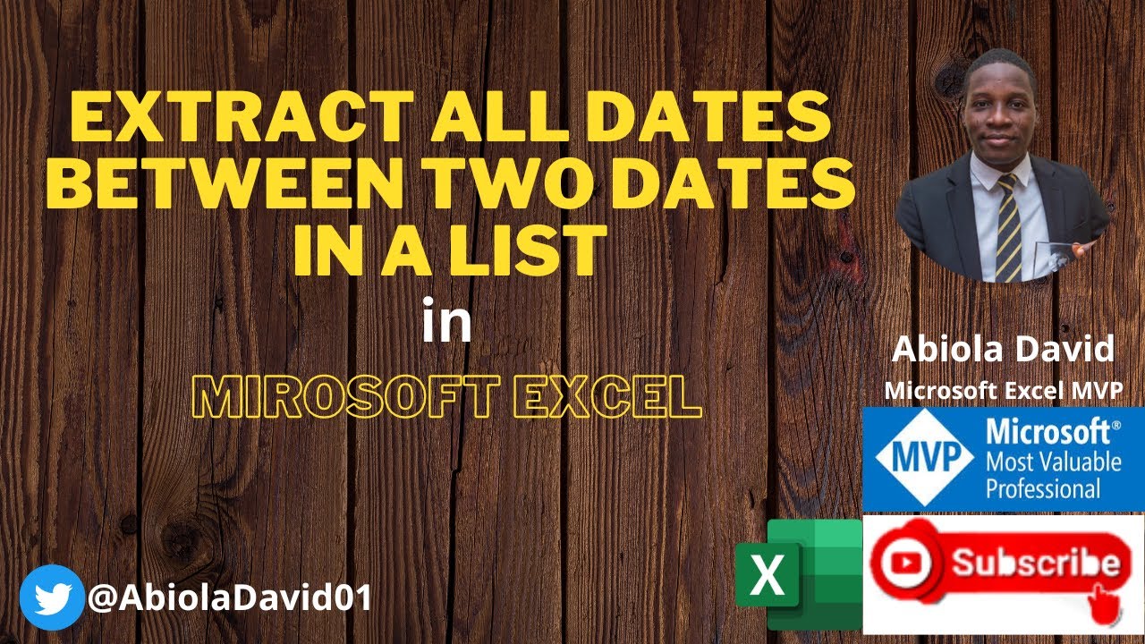 Extract All Dates Between Two Dates In A List In Microsoft Excel Youtube 2789