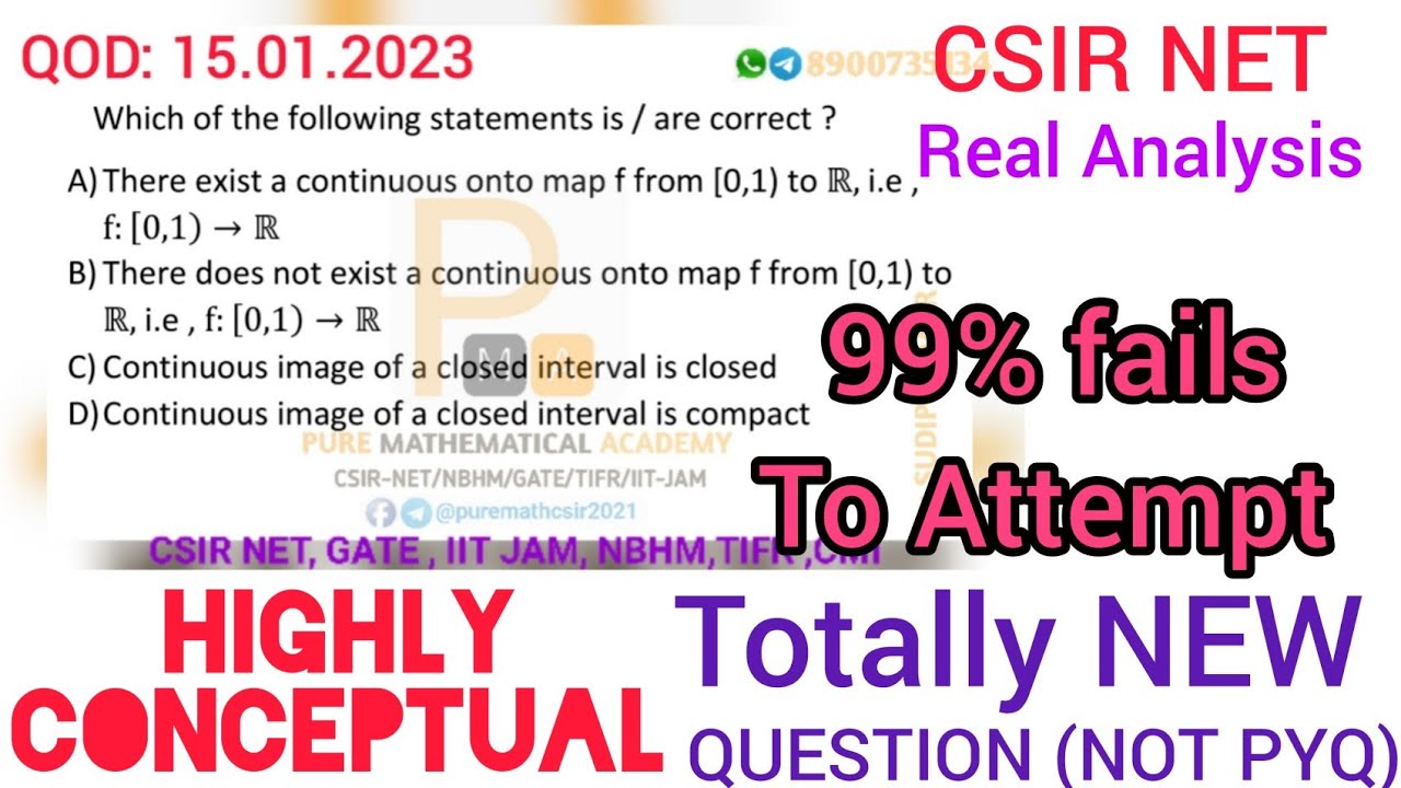 Csir Net Gate Iit Jam Solution Qod 15012023 Real Analysis Closed Intervals Are 5259