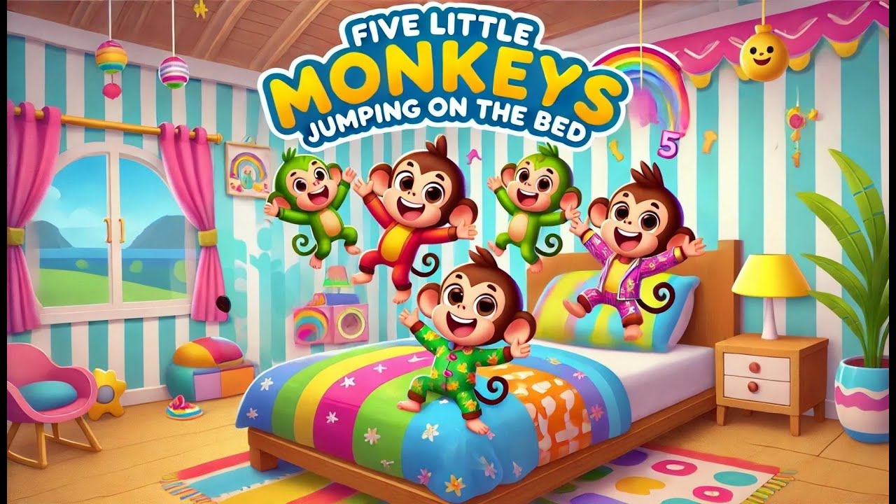 Five Little Monkeys Jumping on the Bed - Fun Kids Song | Sing Along ...