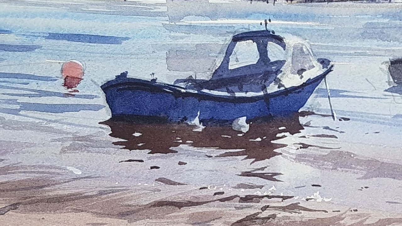 EASY Boat Painting in Watercolor - Simple step-by-step demo - YouTube