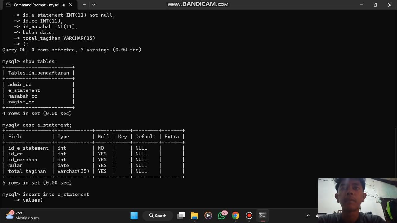 MEMBUAT DATABASE PENDAFTARAN PEMBUATAN CREDIT CARD MENGGUNAKAN MYSQL ( part 2 ) - YouTube