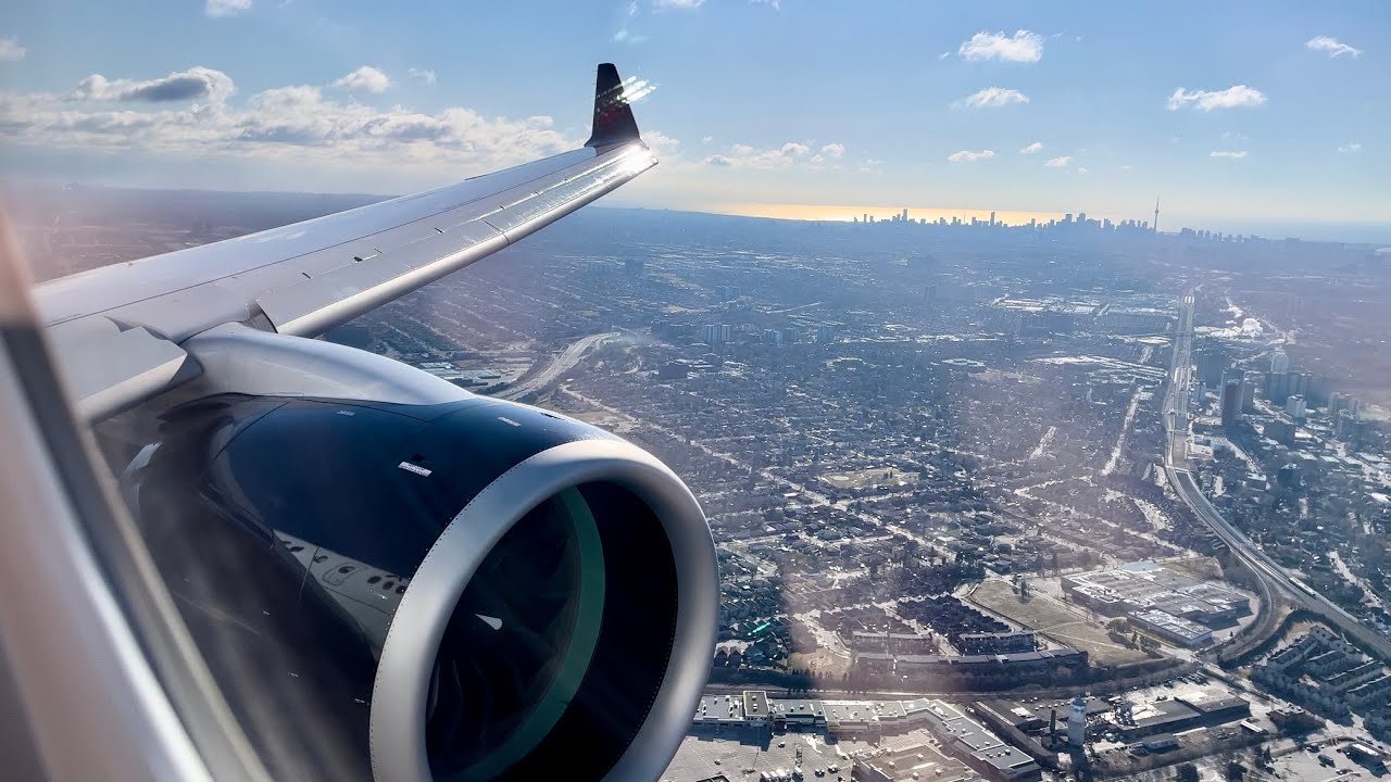 Air Canada Airbus A220-300 Skyline View Landing at Toronto Pearson ...