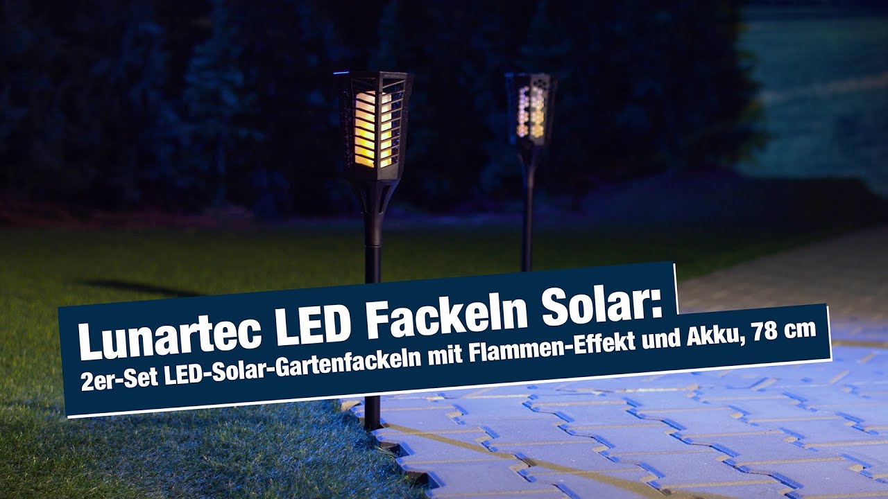 Lunartec LED Fackeln Solar: 2er-Set LED-Solar-Gartenfackeln mit Flammen ...