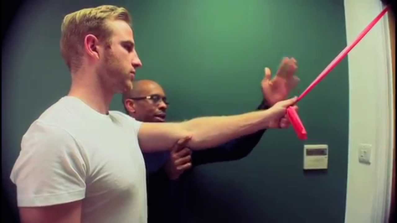 SHOULDER FLEXION PULL DOWN EXERCISE USING RESISTANCE BANDS - YouTube