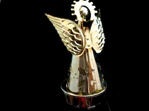 Silver Plated Metal Christmas Angel Wind Up Rotating Music Box Musical ...