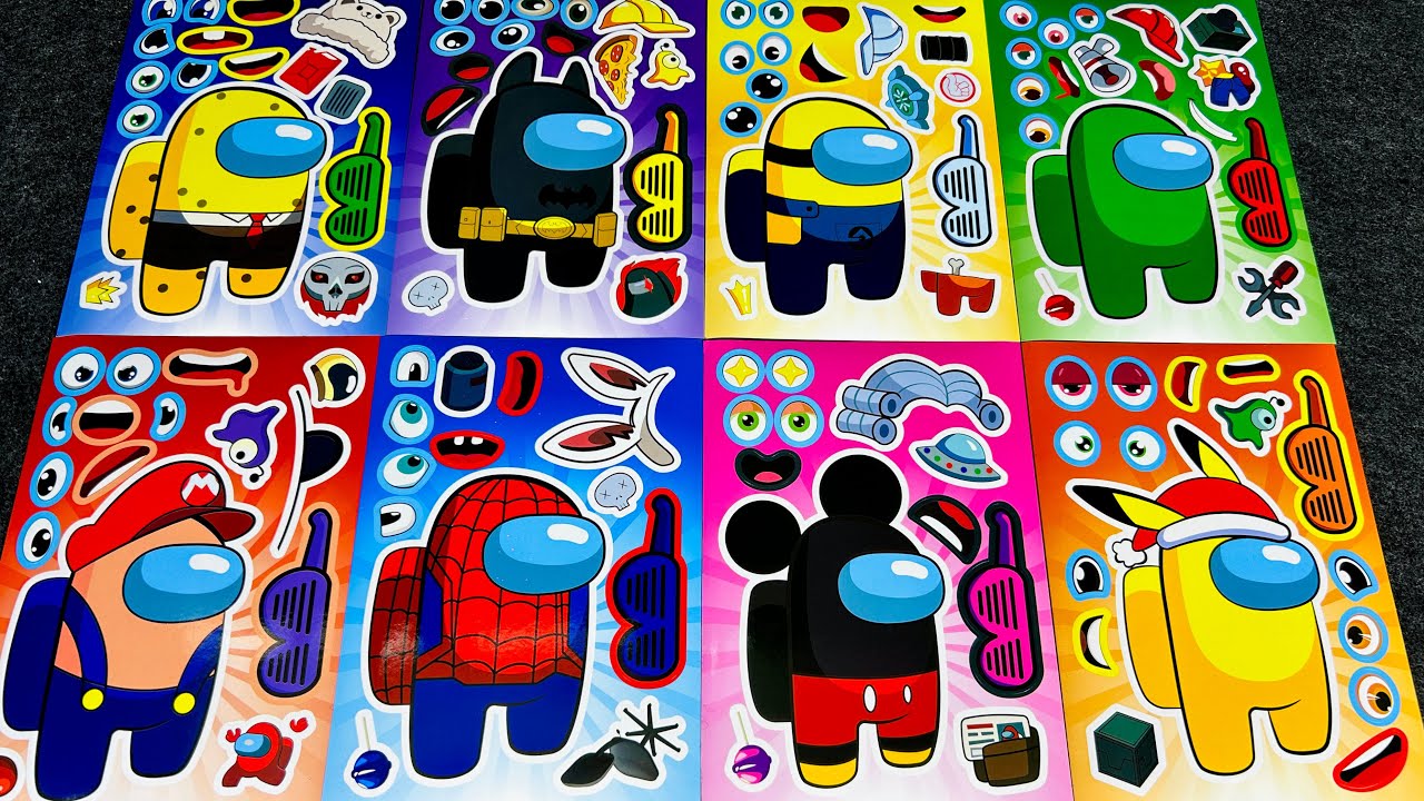 Among Us Sticker Collage ASMR 🎨 | Satisfying Notebook Decoration with ...