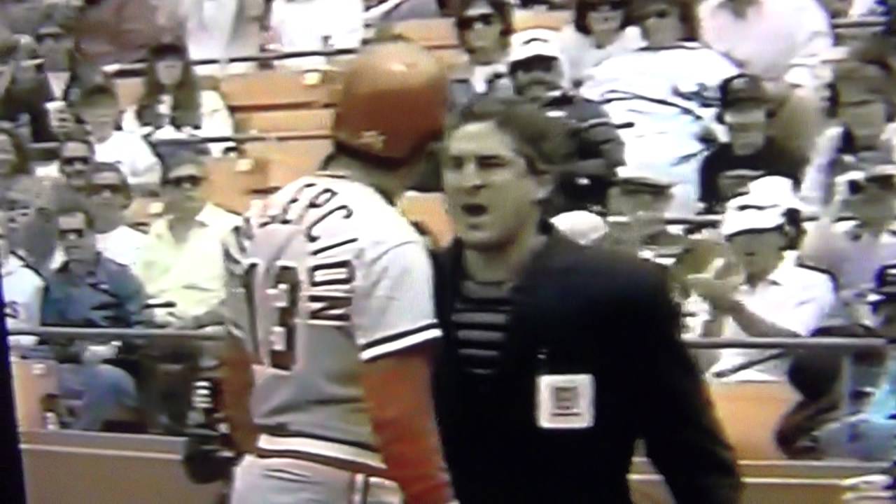 Davey Concepcion Chucks 1st Base In Disgust Cincinnati Reds - YouTube