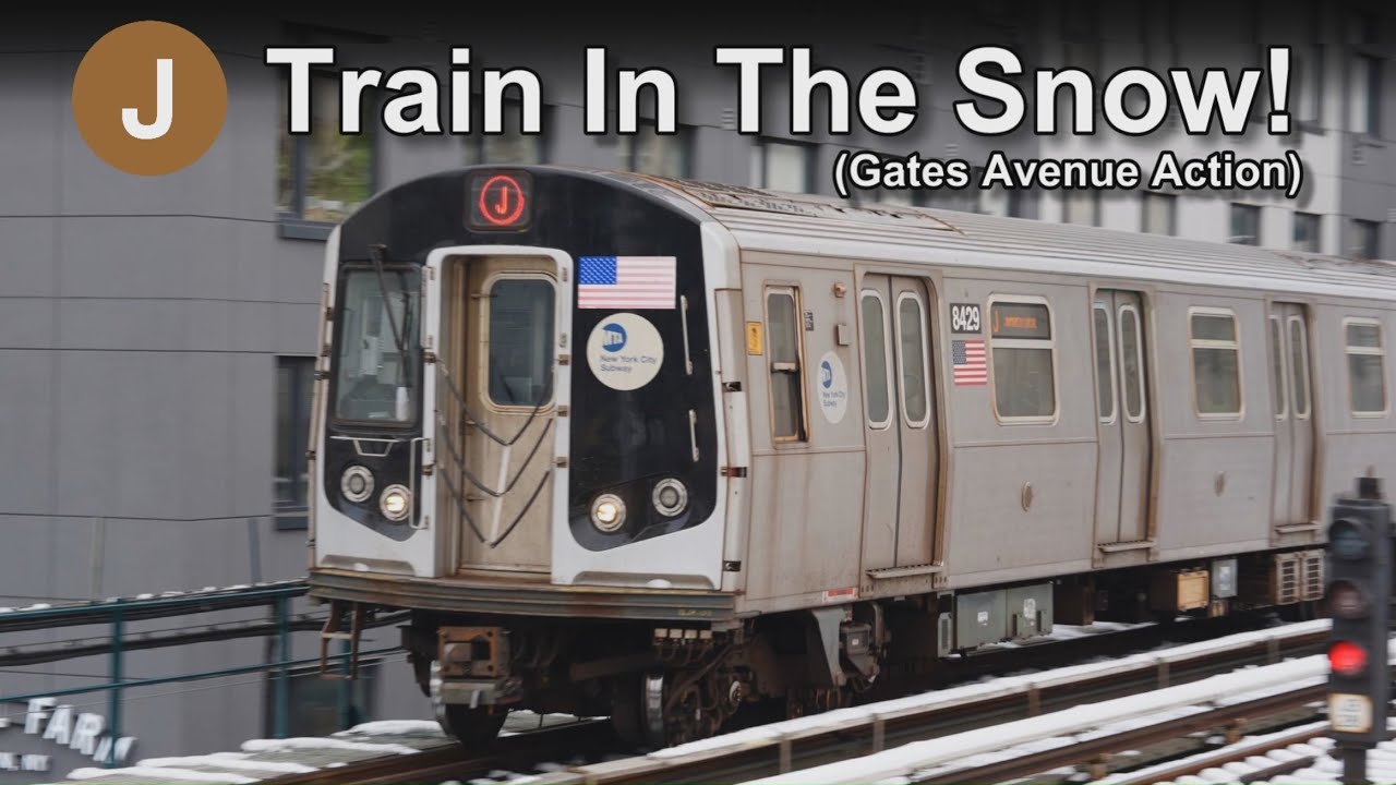 J Train in the Snow ️ NYC MTA Subway Action at Gates Avenue With R179 ...