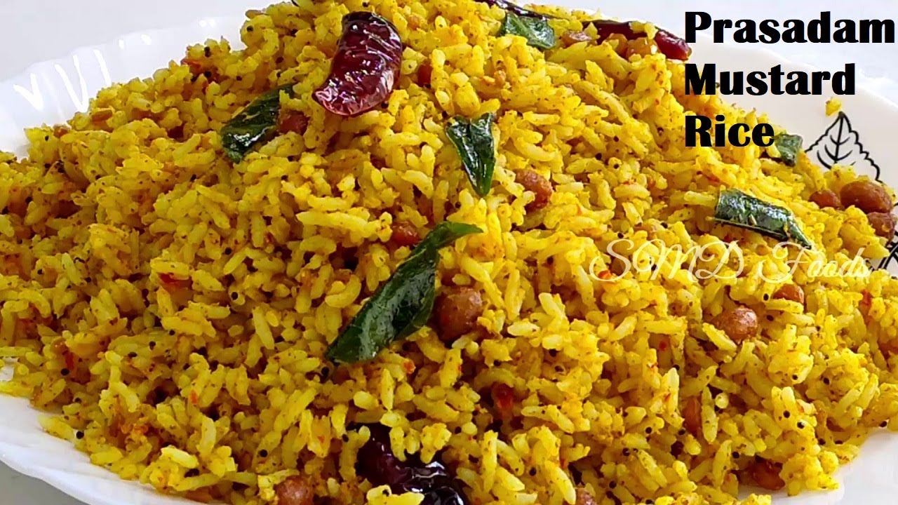 Mustard Rice | Temple Style Prasadam Coconut Mustard Rice | Quick ...