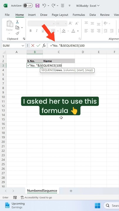 How To Create Numbered Sequence In Excel Excel Tutorial Exceltips Shorts Youtube