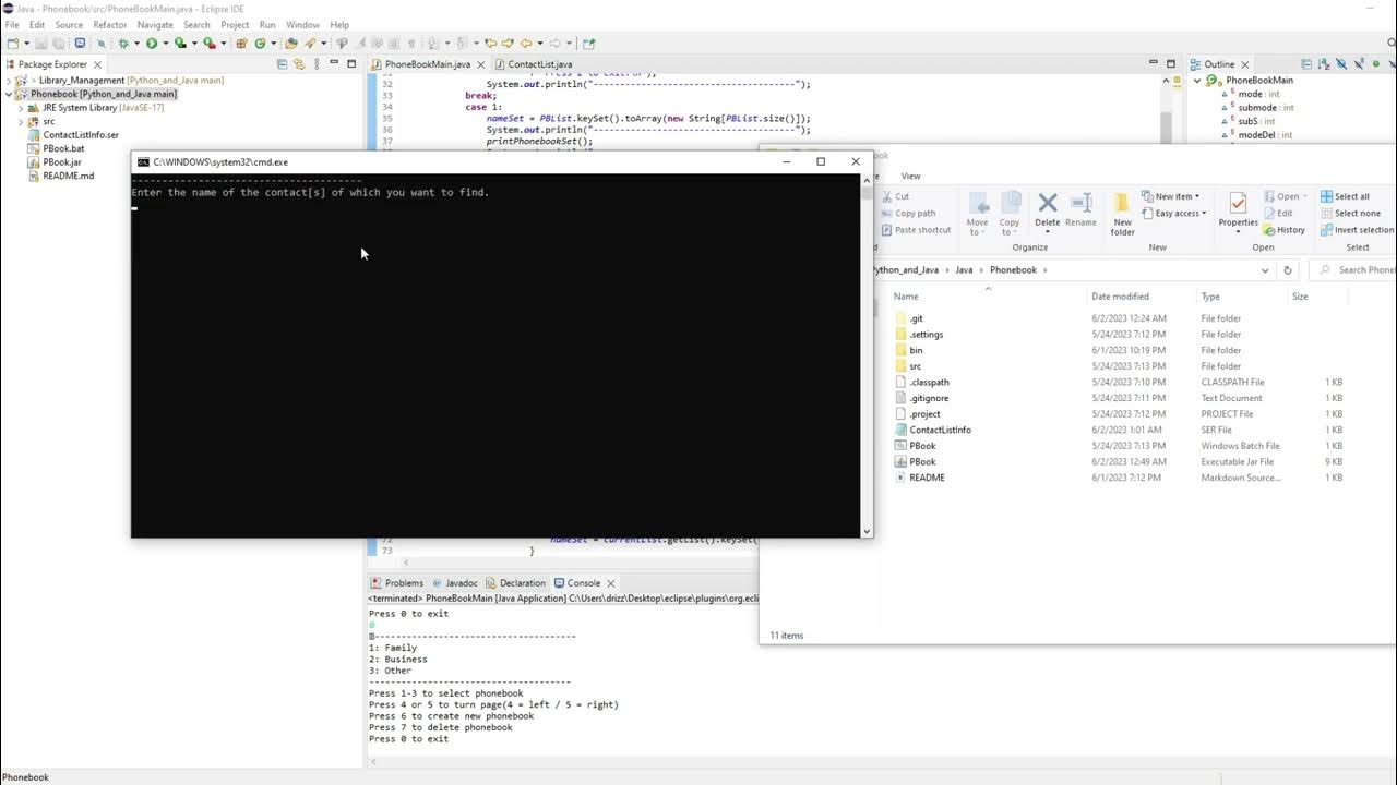 (Java) Command Line Phonebook Demo - YouTube