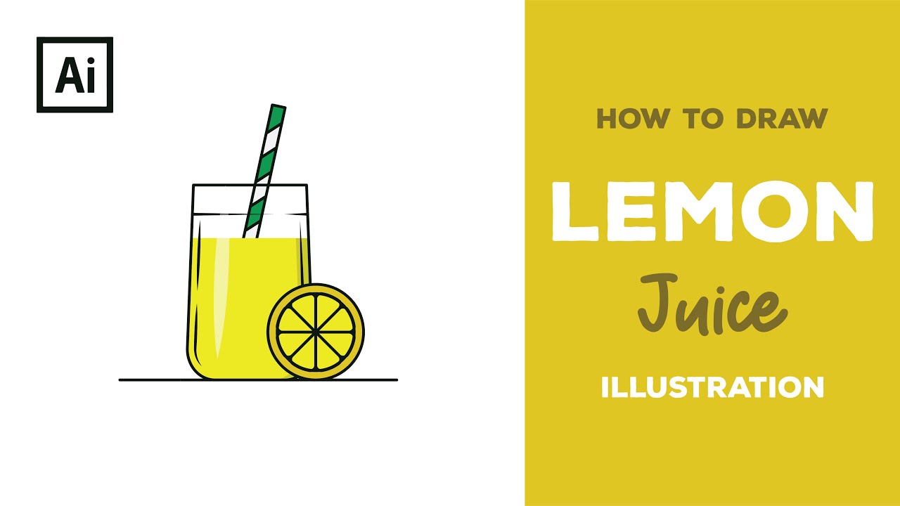 How to Draw Lemon Juice Illustration in Adobe Illustrator - YouTube