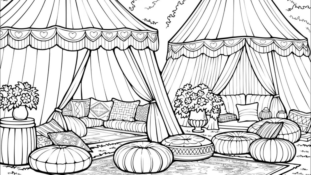 Cabana Colorful Tents Relaxing Vacations Zen Color app Paint by Number ...