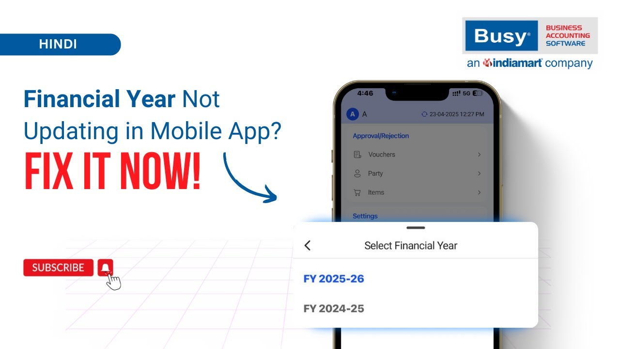 Change Financial Year in BUSY Mobile App 📆(Hindi) | Fix Sync Issue in ...