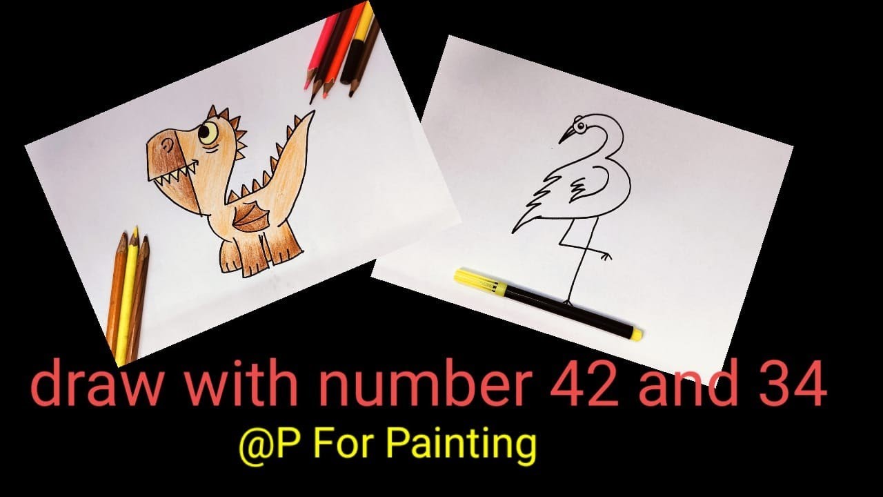 42 with how to draw dragon 🐉 easily |dragon with number 42|draw easy ...