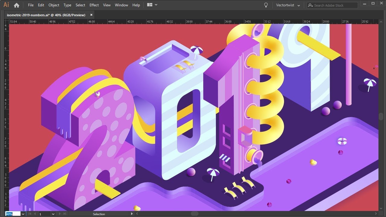 Isometric Illustrator Speed Art / Isometric Design with Numbers (2019 ...