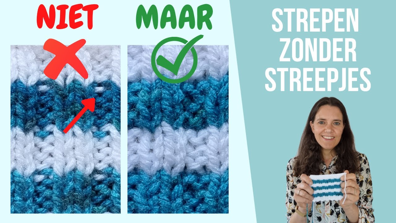 Hoe brei je strepen zonder 'averechte streepjes'? - YouTube