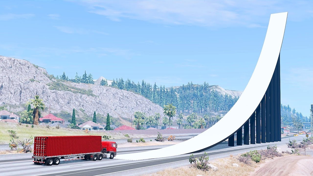 Cars vs Giant Ramp #1 – BeamNG.Drive - YouTube