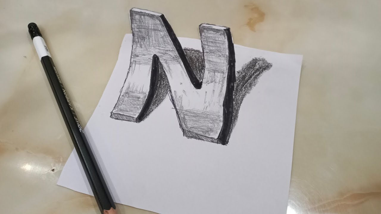 How Draw N Simble in 3D with Simple Trick - YouTube