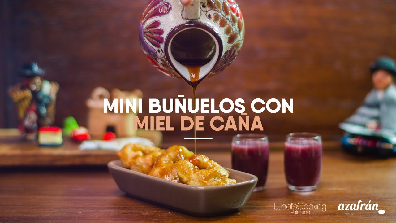 Mini buñuelos con miel de caña - YouTube