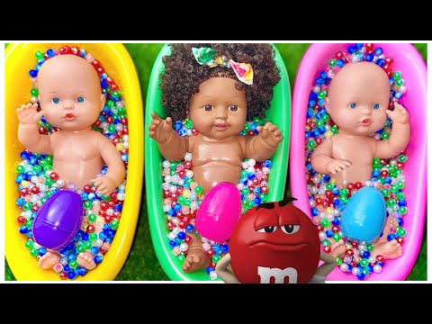 4 Minutes Satisfying Video Mixing Funny Candy ASMR & Make Up in 3 Bathtubs with Magic M&M's Slime