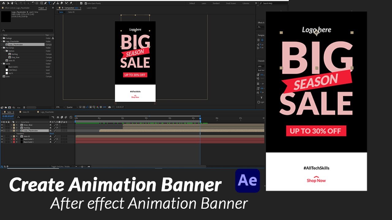 Banner Create For Advertising Sale || In After effect 2021 || Offer ...