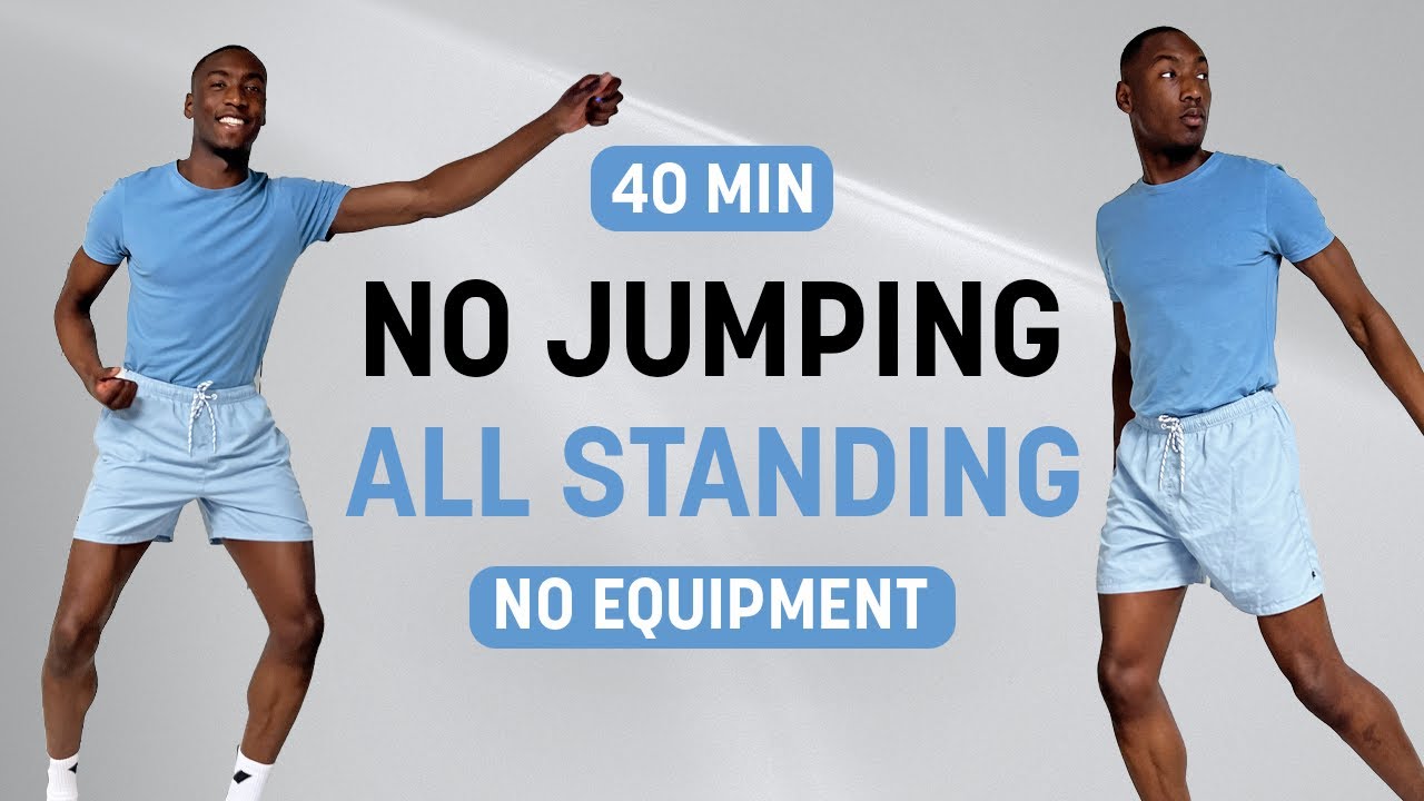 40 MIN NO JUMPING ALL STANDING HIIT WORKOUT | Full Body Workout | No ...