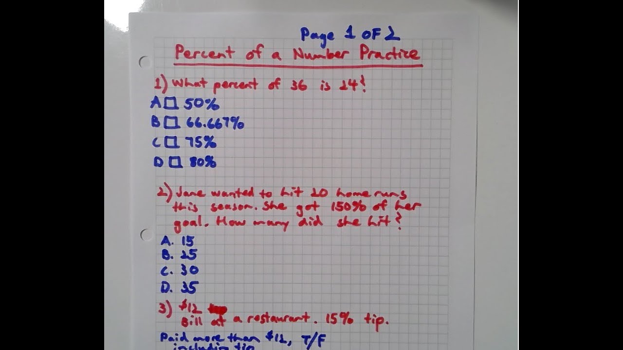 Percent Of A Number Practice - YouTube