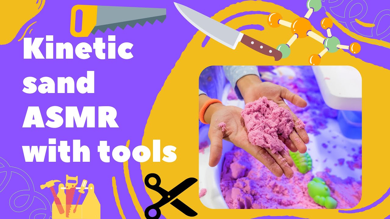 ASMR experiments with kinetic sand using various tools: knives, cutters ...