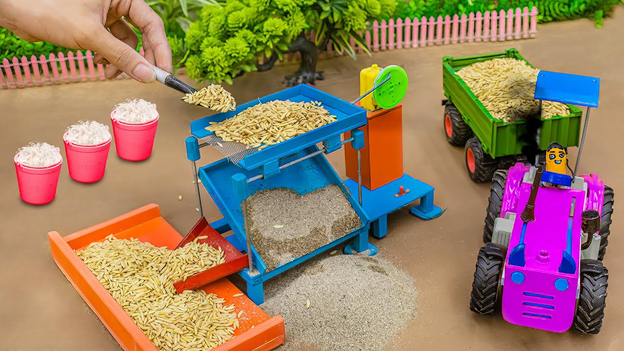 Diy tractor making mini rice screening machine | modern agricultural ...