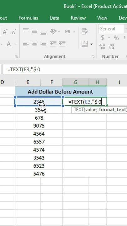 Add Dollar Sign Before Value in excel #excel #exceltips - YouTube