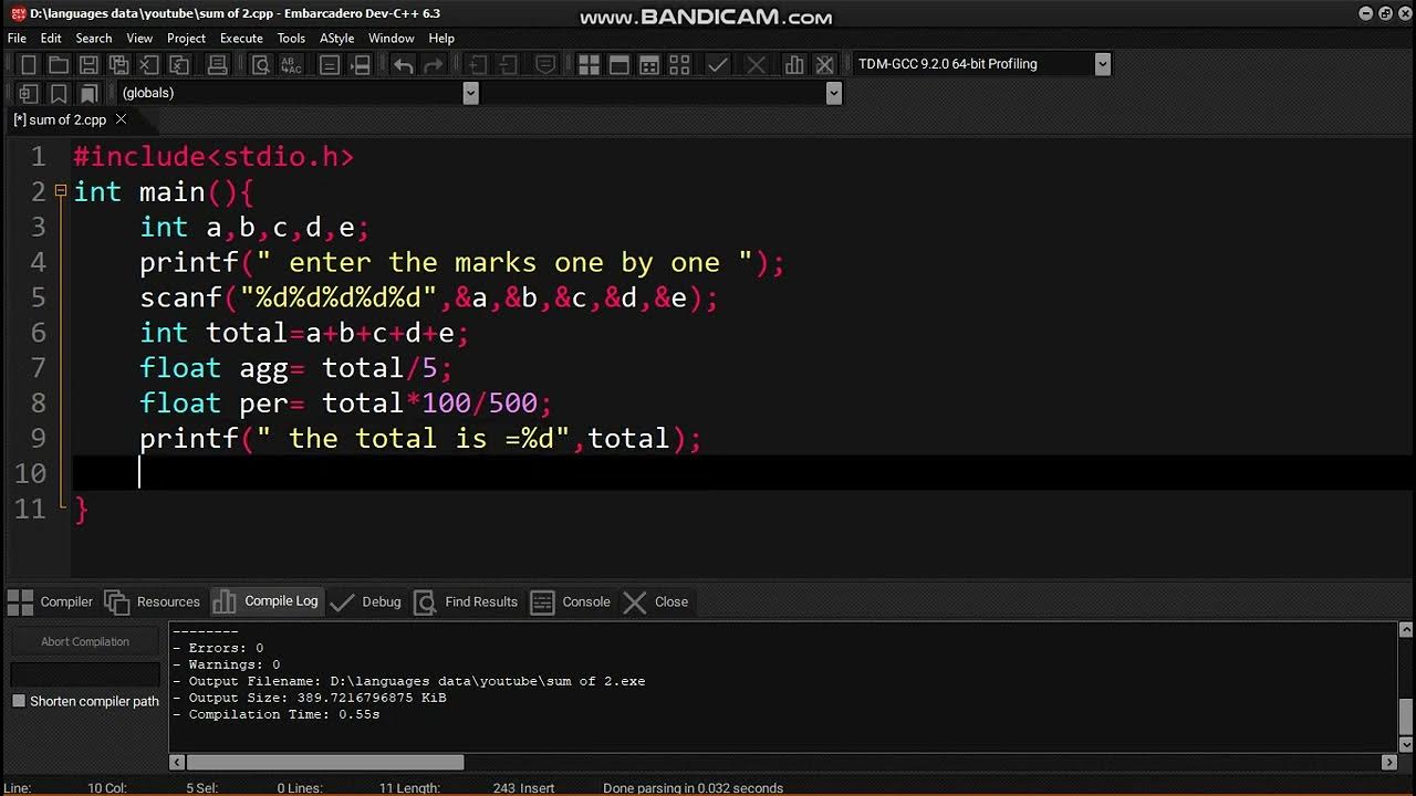 If the marks obtained by a student in five different subjects are input - let us c solution ...