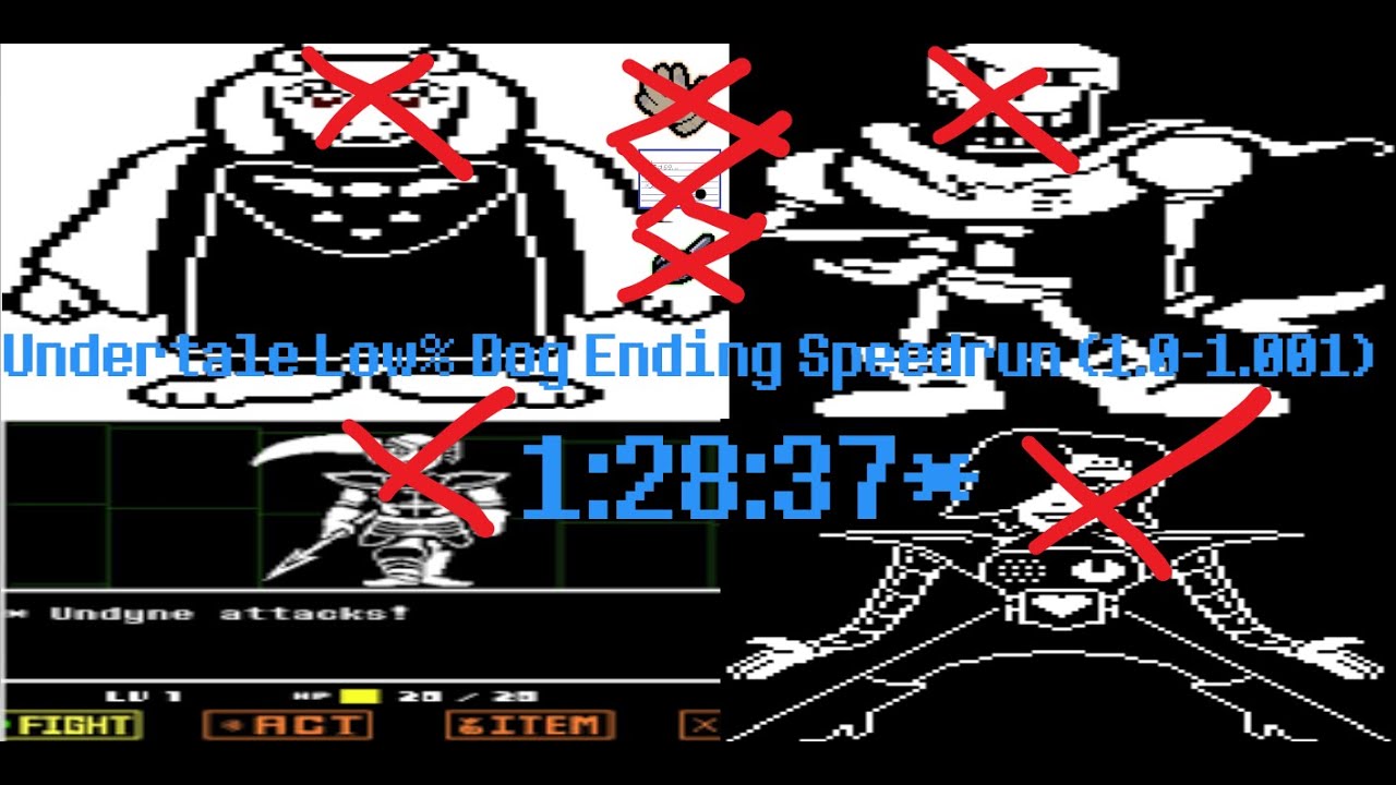 Undertale Low% Dog ending (1.0-1.001) Speedrun in 1:28:37* by ...